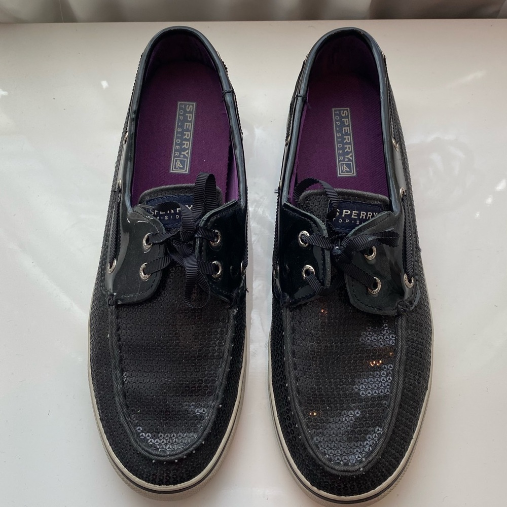 Black Sequin Sperry Shoes - Gem